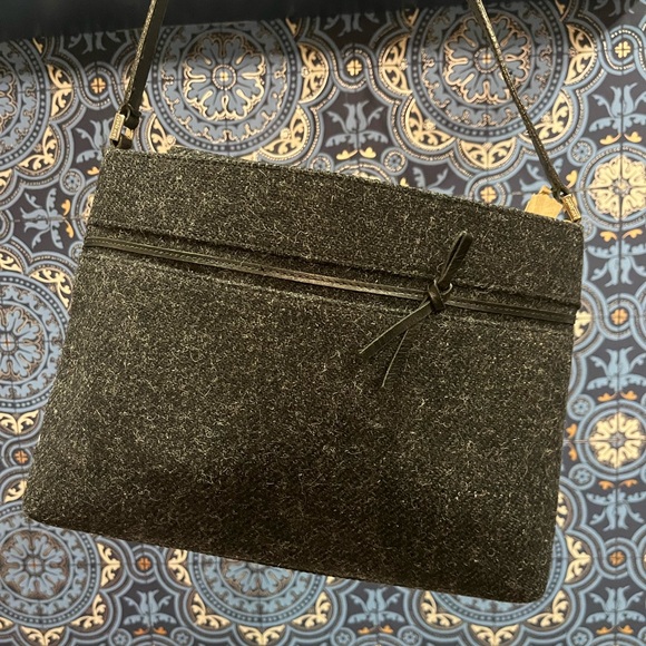 kate spade | Bags | Kate Spade Wool And Leather Trim Shoulder Bag Bow ...